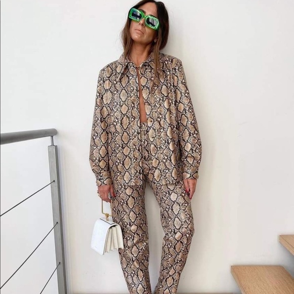 Zara | Tops | Nwt Zara Faux Leather Snake Print Long Sleeve Top | Poshmark